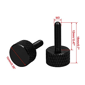 uxcell Computer PC Graphics Card M3x12mm Knurled Head Thumb Screws Black 10pcs