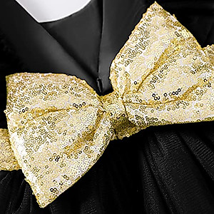 KLFFLGID Baby Girl Sequins Bowknot Dress Toddler Flower Girl Wedding Party Dress for Toddler Girls Infant Tutu Dresses Size 60 (Black)