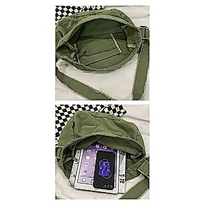 GAI Unisex Hippie Bag Hobo Crossbody Bags For Women Large Canvas Boho Shoulder Bag Shopping Bag (One Size,White)