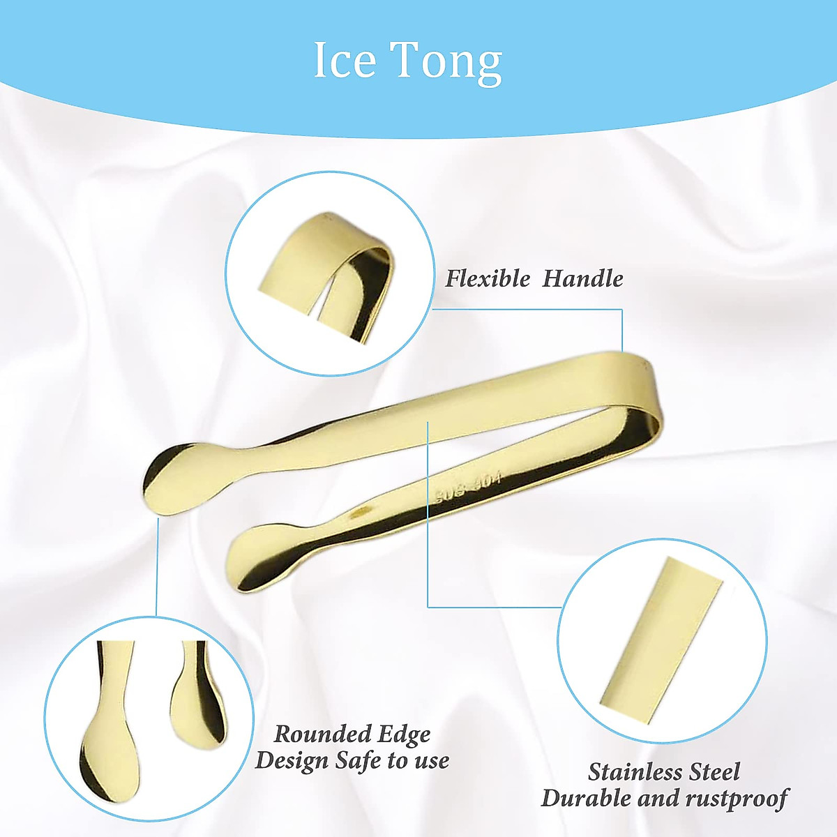 15PCS Serving Tongs, Ice Tongs Stainless Steel Mini Tongs, 4.25Inch Small Gold Sugar Tongs, Kitchen Tongs Mini Serving Utensils for Appetizers, Charcuterie Board, Gold Tongs for Dessert, Tea Party