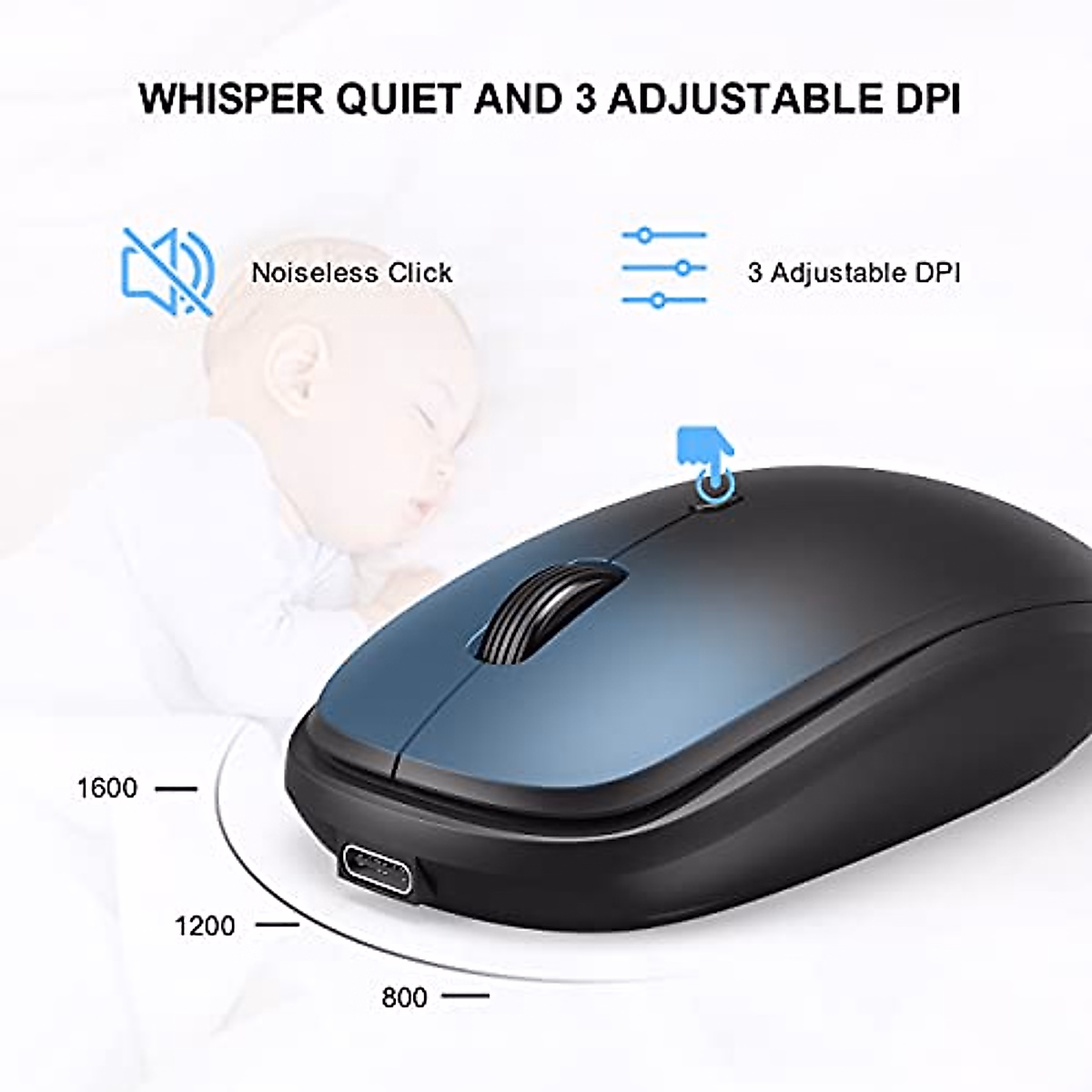 Rechargeable Wireless WisFox Ultra Slim Computer Keyboard Mouse Combo, Full Size Silent Keyboard and Mouse for Laptop, Computer and Desktop, Surface, Mac and Windows 10/8/7