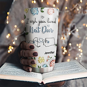 Wrappiness I Wish We Lived Closer Tumbler - Personalized 3D Inflated Effect 20Oz Tumbler Long Distance Friendship Gift Custom State to State Mug Going away Gift for Sister Friend Bestie (A04)