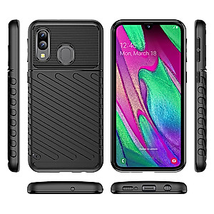 DFTCVBN Phone Case for Galaxy A40 Case, Samsung A40 SM-A405F Case with Screen Protector, Military Grade Shockproof Rugged Shield Anti-Scratch Soft TPU Back Cover Cases for Samsung Galaxy A40 black