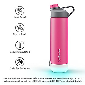 Hidrate Spark TAP Smart Water Bottle – Insulated Stainless Steel – Tap Phone to Track Water Intake, LED Glow Reminder When You Need to Drink – Chug Lid, 20 oz, Fruit Punch