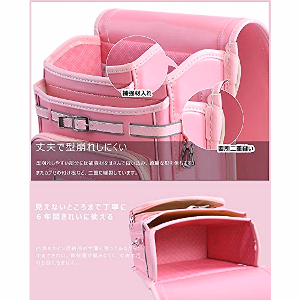 Ransel Randoseru Japanese schoolbag Backpacks Lightweight & Sturdy Japan Backpacks With One-touch Switch (RED)