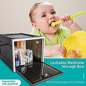 Medicine Lock Box for Safe Medication, pill lock box,locking medicine box,alcohol lock box,Clear Lockable Storage Box for Medicine Home Safety 13L(Clear