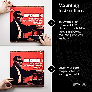 Hudson Hi-Fi Modular Vinyl Record Wall Mount Display System - 1 CT Wooden Shelves for LPs, Walnut Shelves for Wall w/ Snap - Display Shelf for Collectibles - Vinyl Records Decor & Record Holder