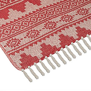 Pink Cotton Throw Blankets - Warm Farmhouse Pink Bed Throws with Fringes - 100% Cotton Throw Blanket for Couch, Bed - Lightweight Warm Cozy Soft Elegant Throw Blankets - Home Living Room Decor