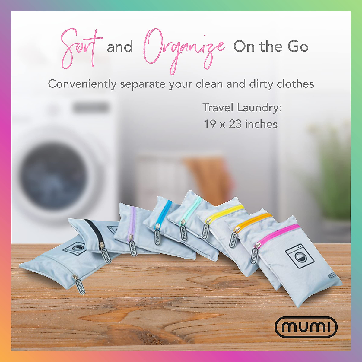 mumi Travel Laundry Bag, Moisture and Smell-Proof, Wash Bags Separate Laundry from Clean Clothes, with Folding Hanger and Outer Bag