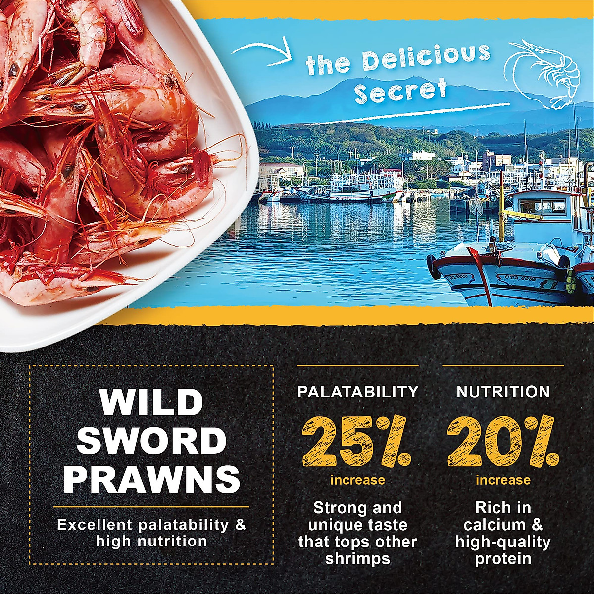 Ultra Fresh Betta Fish Food, Betta Pro Shrimp Patties, 50% Sword Prawns + Akiami Paste Shrimps, All Natural Protein, Rich in Calcium, for Betta's Healthy Development and Cleaner Water, 1.87 oz