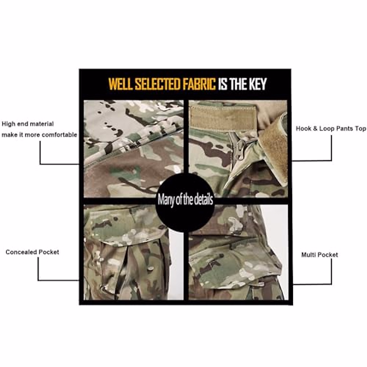 H World Shopping Military Army Tactical Airsoft Paintball Shooting Pants Combat Men Pants with Knee Pads Woodland (Medium)