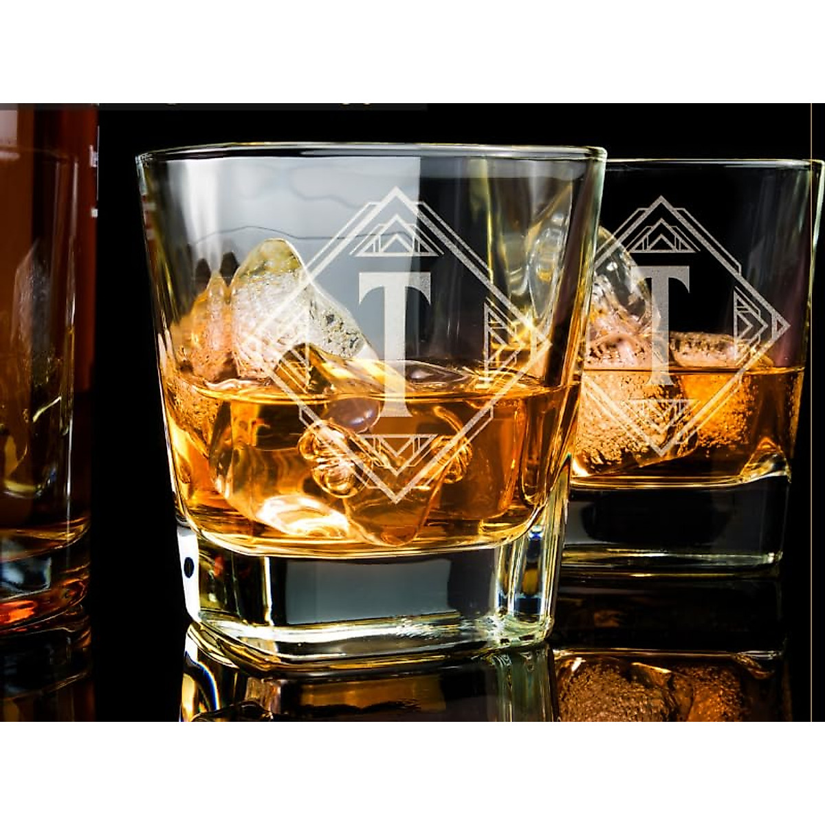 Decanter Set with Glasses Personalized, 3 PC - 25 Icon Options, Engraved Liquor, Whiskey Decanter Set with State Name, Last Name & Date, Classy Gifts for Men, Dad, Husband, Anniversary