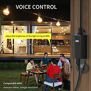 Minoston Z-Wave Outdoor Dimmer Plug, Outdoor Smart Outlet Switch, Z-Wave Hub Required, Weatherproof, Built-in Repeater, Work with SmartThings, Wink, Alexa, Black(MP22ZD)