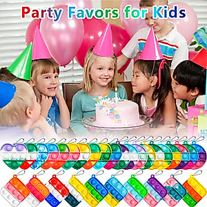 DODOLOL Kids Party Favors 30 Pcs Fidget Toys Bulk Mini Pop Fidgets Keychain Its Birthday Party Favors for Kids Goodie Bag Stuffers Small Kid Classroom Prizes It Bubbles Poppers Students Bulk Toys