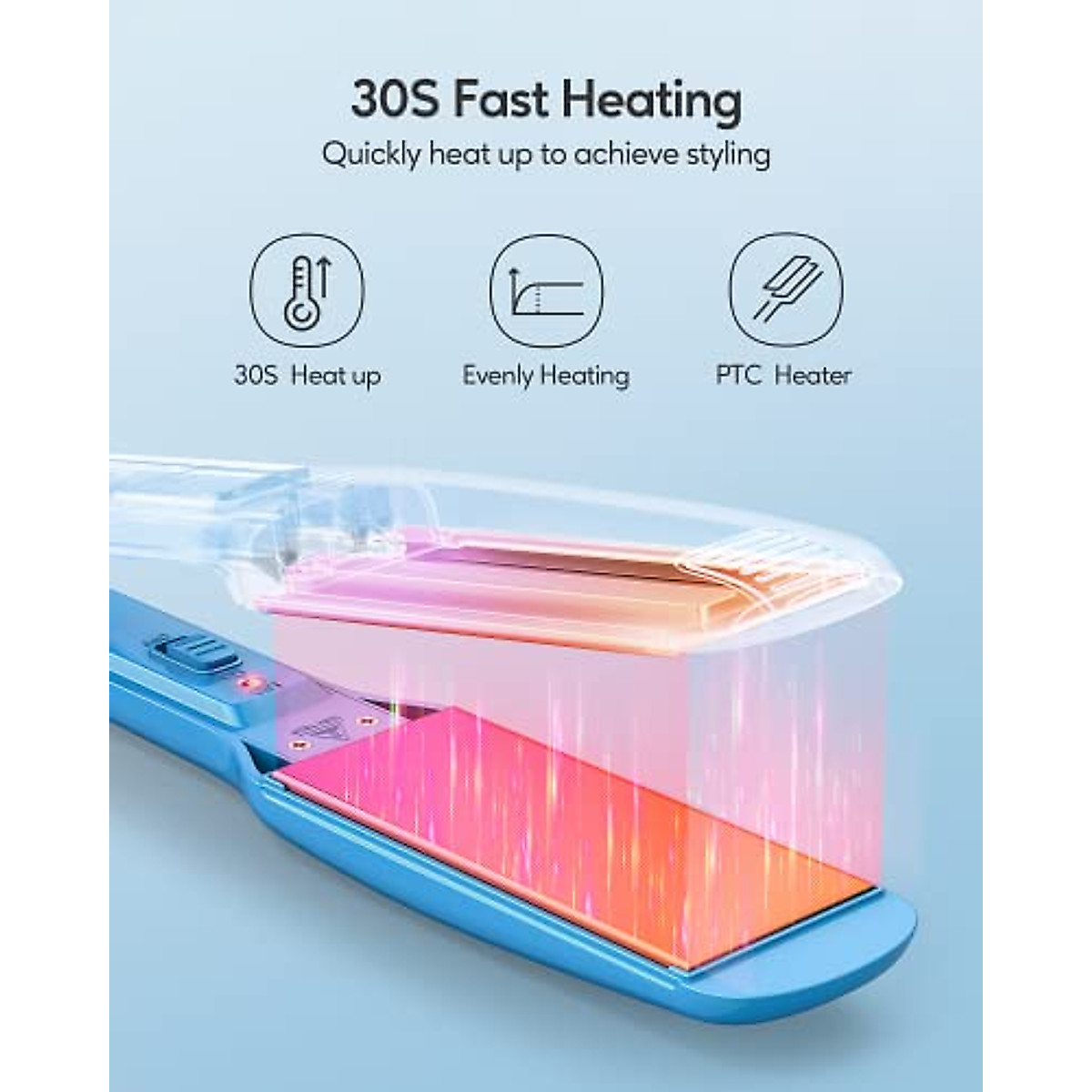 Hair Straightener, 1.75 Inch Wide Titanium Flat Iron for Hair, Professional Hair Straightener with Adjustable Temp(170 ℉-450℉ ), Fast Heat Up Dual Voltage Flat Iron(Blue)