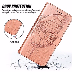 Galafu Case for Sony Xperia 1 III, Magnetic PU Leather Cover with Card Slot and Kickstand, Shockproof Flip Wallet Case with TPU Inner Shell for Sony Xperia 1 III, Rose Gold