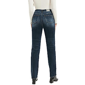 MetHera Women's Rolla Vintage High Rise Stretch Straight Leg Jeans (10, San Diego)