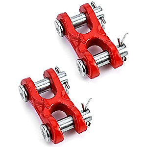 QWORK 3/8 Inches Twin Clevis Safety Chain Repair Links, 2 Pack Trailer Tie Down Links, Industrial Grade Heavy Duty Material - 6,600 LBS. Capacity