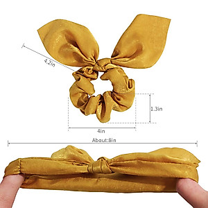 Scrunchies Hair Ties Silk Satin Scrunchy - Cute Bow Bunny Ear Hair Elastic Ponytail Holder Bobbles Soft Elegant Elastic Hair Bands with Tail Ribbon