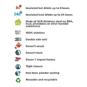 Laken Thermo Classic Vacuum Insulated Stainless Steel Wide Mouth Water Bottle with Screw Cap, 25 Oz, Blue