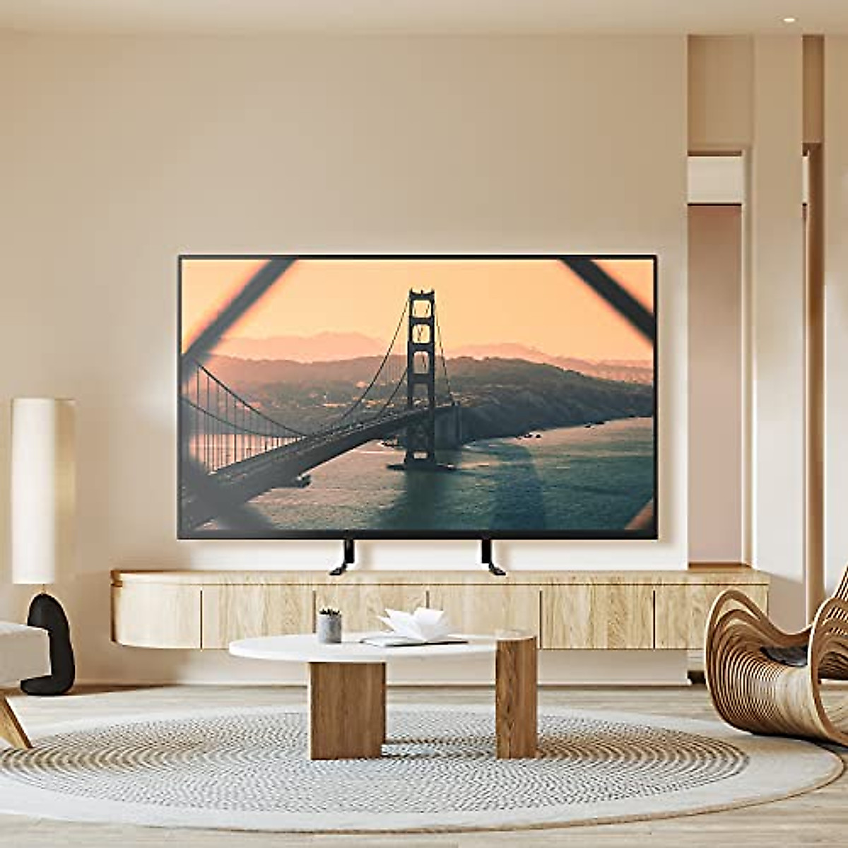 Rfiver Universal Table Top TV Stand Base TV Legs with Height Adjustment fits Most 32-55 Inch LCD LED Flat Screen TVs, Max VESA 800x400 mm, Mount Holds up to 88 lbs, Black