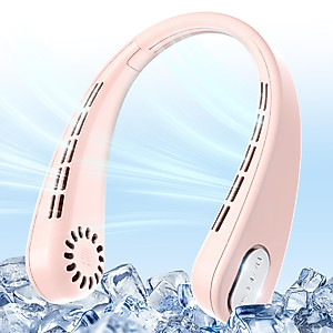 Portable Neck Fan, Hands Free Bladeless Personal Fan, 4000mAh Battery 4-16H, 360° Fast Cooling, No Hair Twisting, Ultra Quiet, Travel Essentials, Suit Home Office Sports, Gifts for Women Men-Pink