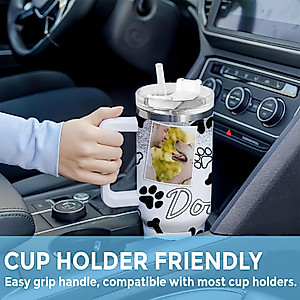 Hyturtle Personalized Pictured Dog Dad 40oz Tumbler with Handle and Straw Gifts for Dog Lovers, Birthday Father's Day Cup Gifts For Men, Best Gift Idea for Dogs Dad Stainless Steel Travel Cup With Lid