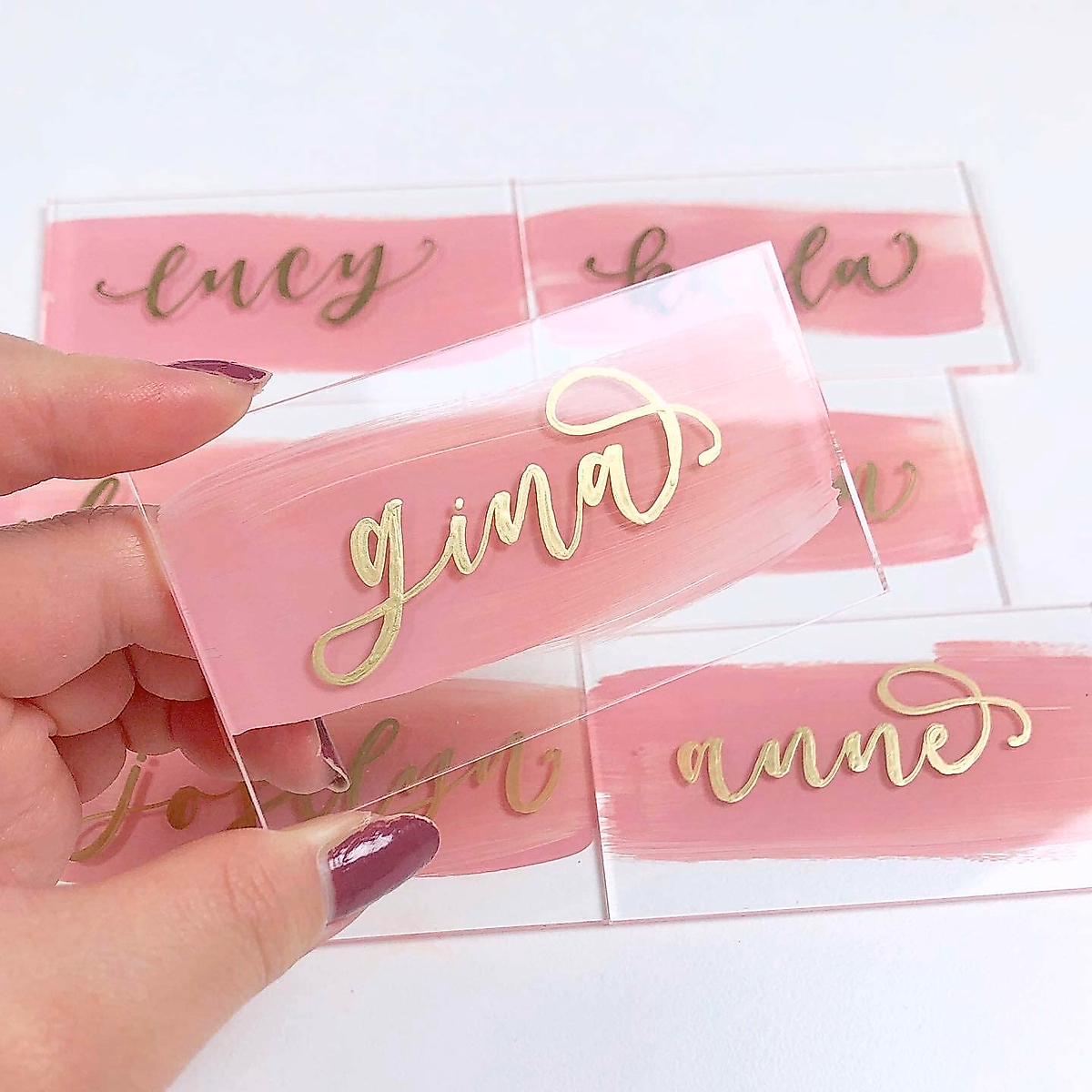 UNIQOOO Place Cards, 20pcs Clear Acrylic - Blank Rectangle Table Cards for Wedding, Party & Event Decoration - 3 1/2 x 2"