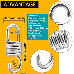 8 Pcs Swing Spring Heavy Duty Hanging Springs Porch Swing 2640lbs Hammock Hanger Springs for Swings Hammock-Chair Ceiling Mount Replace, (660lbs x 4)