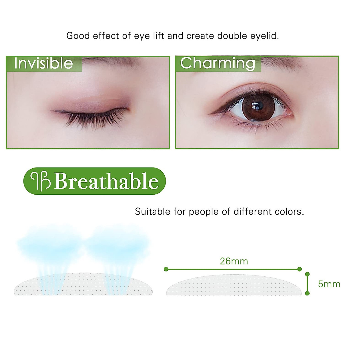 Natural Invisible Single Side Eyelid Tape Stickers(280Pcs,Szie 5MM） Medical-use Fiber Eyelid Lift Strip, Instant Eye Lift Without Surgery, Perfect for Uneven Mono-Eyelids, Slim