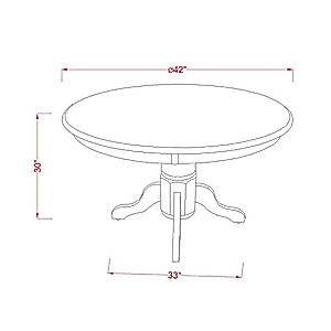 East West Furniture SHT-BLK-TP Shelton Kitchen Dining Table - a Round Wooden Table Top with Pedestal Base, 42x42 Inch, Black & Cherry