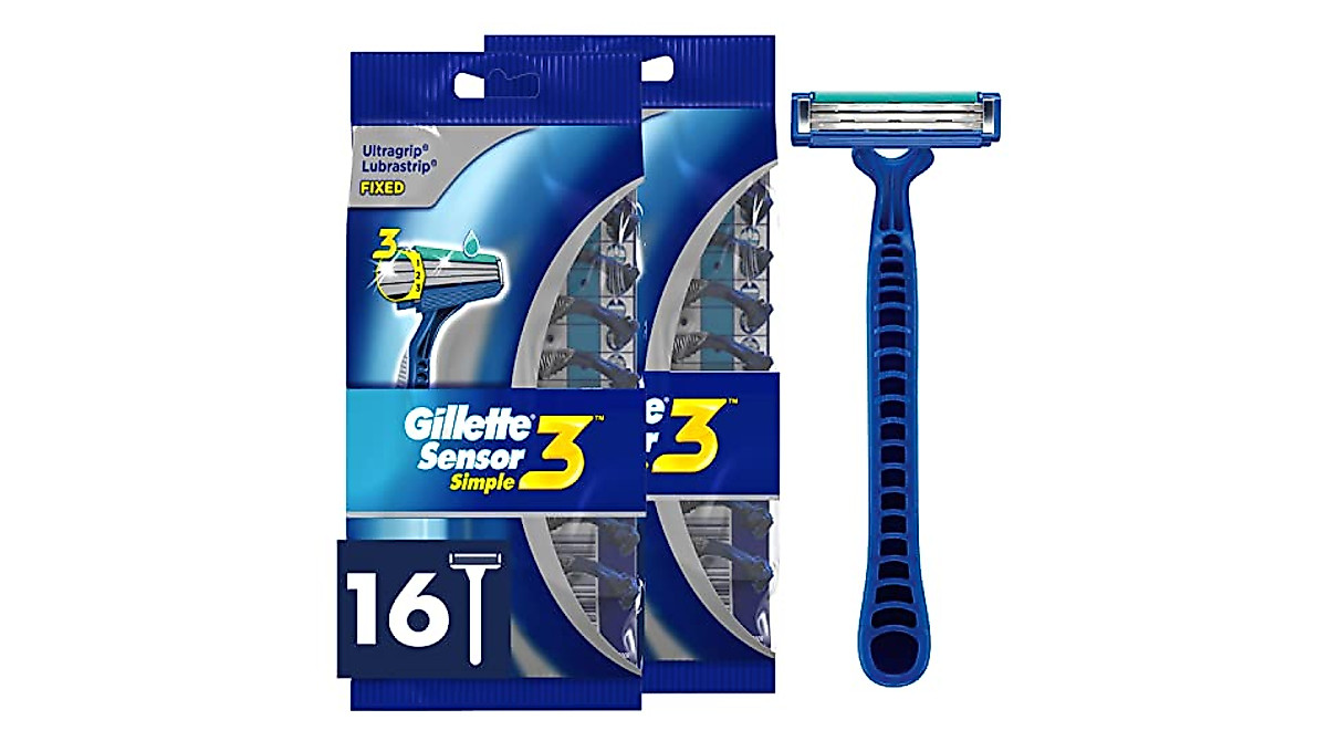 Gillette Sensor3 Disposable Razors for Men – Smooth Shave, 16 Count