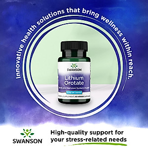 Swanson Lithium Orotate Antioxidant Mood Emotional Wellness Behavior Memory Support Supplement 5 mg 60 Veggie Capsules (Elemental Lithium)