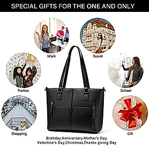 LOVEVOOK Large Shoulder Bag for Women Faux Leather Purse Work Bags with Multi-Pockets Designer Tote Handbag, Black