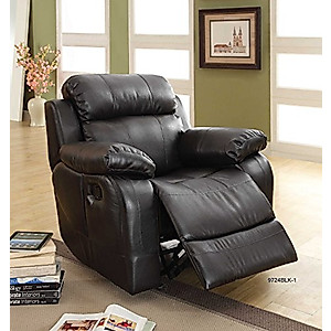 Homelegance Marille Reclining Sofa w/ Center Console Cup Holder, Black Bonded Leather