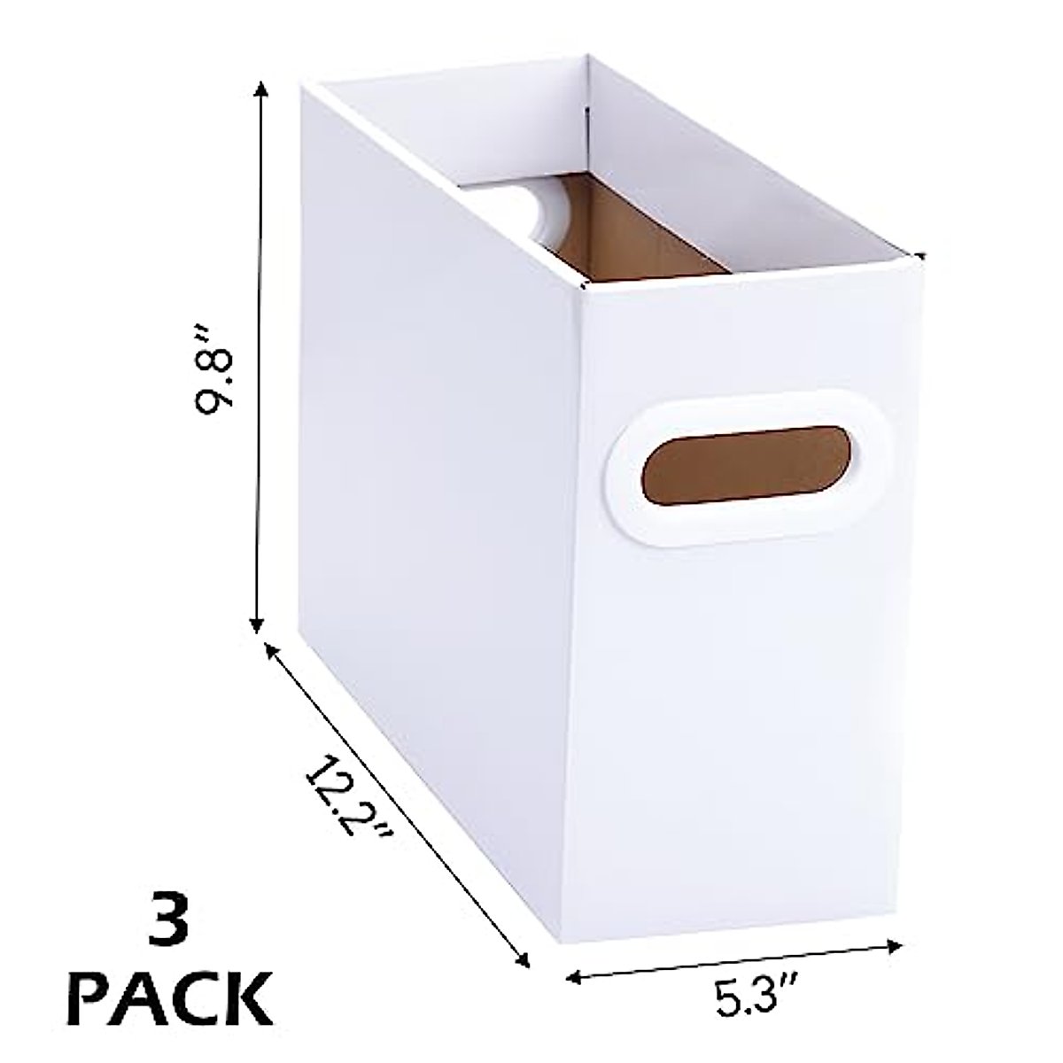 EOOUT 3 Pack Hanging File Folder Organizer, Hanging File Box for Letter Size Cardboard File Folder Boxes Storage with Handles for Office Home School, White