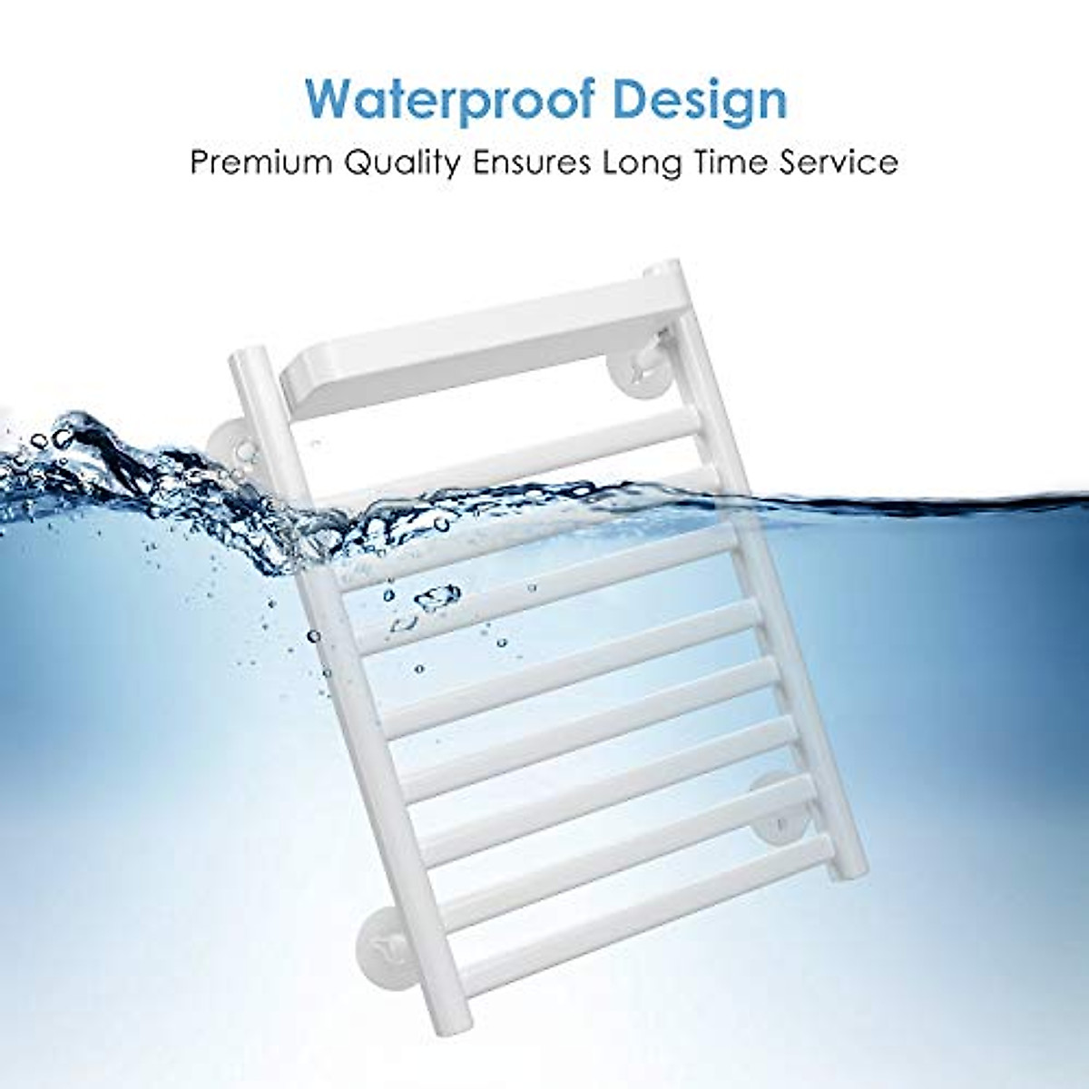 MAT EXPERT Towel Warmer Rack, Electric Towel Dryer Rack w/8 Bars, 110W Wall Mounted Towel Heater, Aluminum Alloy Restroom Rack, Cloth Towel Heating Drying Rack w/Top Tray for Home Washroom