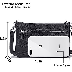 Leather Crossbody Purse Sling Shoulder Smartphone Bags with Card Slots for Women (Black 1)
