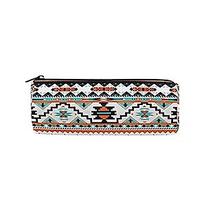 DXTKWL Ethnic Aztec Print Pencil Case Pen Bag Pouch Holder, Zipper Pencil Bag Portable Cosmetic Organizer Makeup Brush Bag Purse School Stationery for Kids Girl Boy Adult Office Nurse Supplies