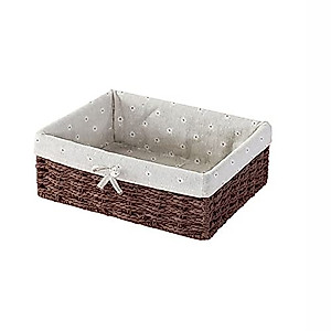 BYBYCD Storage Basket Wicker Durable Storage Box for Home Weaving Process Sundries Finishing Desktop Decoration Laundry Basket(S,Coffee)