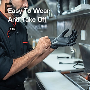 Infimor Nitrile Gloves Disposable Latex Free, 4 Mil Powder Free Food Grade Non-Sterile Protective Gloves Household Cleaning Gloves, Black 50Pcs Medium