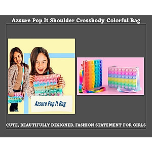 Azsure Large 9 x 7 inch Fidget Pop It Shoulder Crossbody Bag Colorful Pops Purse for Girls Women. Trendy & Fashionable Bubble Poppit Handbag Wallet. Beautiful Design with Candy Colors