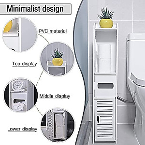 Bathroom Cabinet, Bathroom Storage Corner Floor Cabinet Modern White Wood Cupboard Shelf Tissue Storage Rack Toilet Towel Storage Shelf Organizer Cupboard Shelf , 31.5 x 6.1 x 5.9 in
