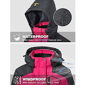 TBMPOY Women's Warm Winter Coats Waterproof Windproof Snow Jackets Insulated Fleece Rain Jacket for Skiing Outdoor Rose S