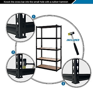 PACHIRA E-Commerce 5 Tier Storage Shelves 31.5" W x 15.75" D x 72" H, Adjustable Metal Shelving Heavy Duty Garage Shelving Unit Utility Rack Shelf for Storage Warehouse Pantry Closet, Black