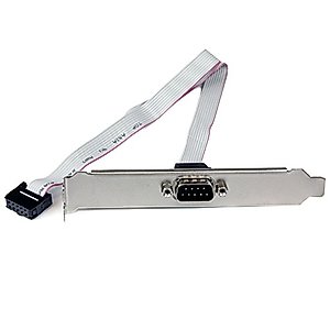 StarTech.com 16in (40cm) 9 Pin Serial Male to 10 Pin Motherboard Header Slot Plate - motherboard Serial Port Adapter (PLATE9M16), Gray