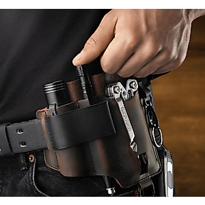 EDC Multitool Sheath for Belt - Compact Knife and Flashlight Holster for Daily use - Leatherman Sheath for Men - Handmade Leather EDC Tool Organizer - Belt Pouch for Work - CatchandCraft