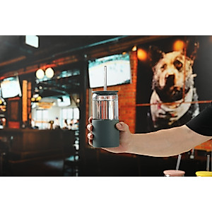 Sunseeke Glass Tumbler with Straw and Lid, 16oz Ice Coffee Cup, Silicone Sleeve Cleaning Brushes, Drinking Glasses for Water, Iced Coffee, Smoothie -BPA Free -3 Pack