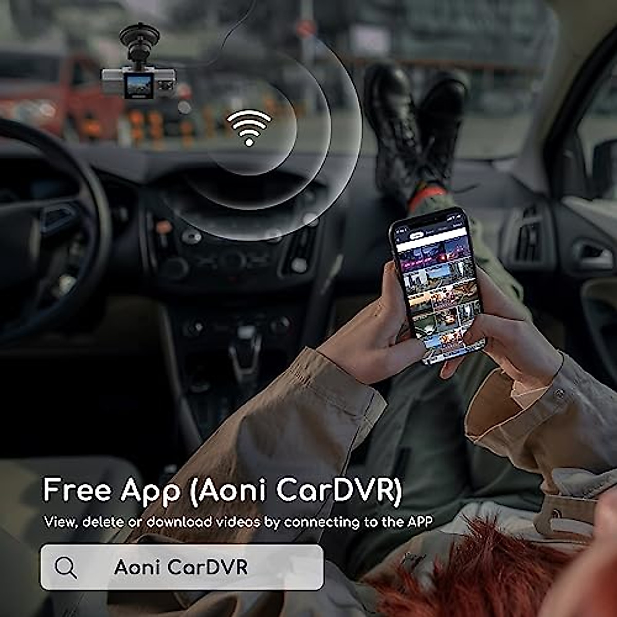 COOAU 2.5K Dual Dash Cam, Built-in GPS Wi-Fi, 1440P Dash Cam Front and Inside with Infrared Night Vision, Dash Camera with Parking Mode, Loop Recording， Support 256GB Max (D20S)