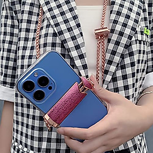 HIFIT Mobile Phone Crossbody Chain & Back Clip, Compatible with All Smart Phones, Functional Alloy Chain Phone Lanyard Adjustable Perfect for Girls & Ladies for Traveling, Leisure (Pink)